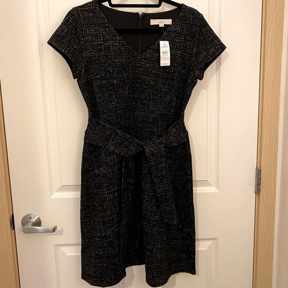 LOFT | Dresses | New Loft Shimmer Tweed Tie Waist Dress | Poshmark